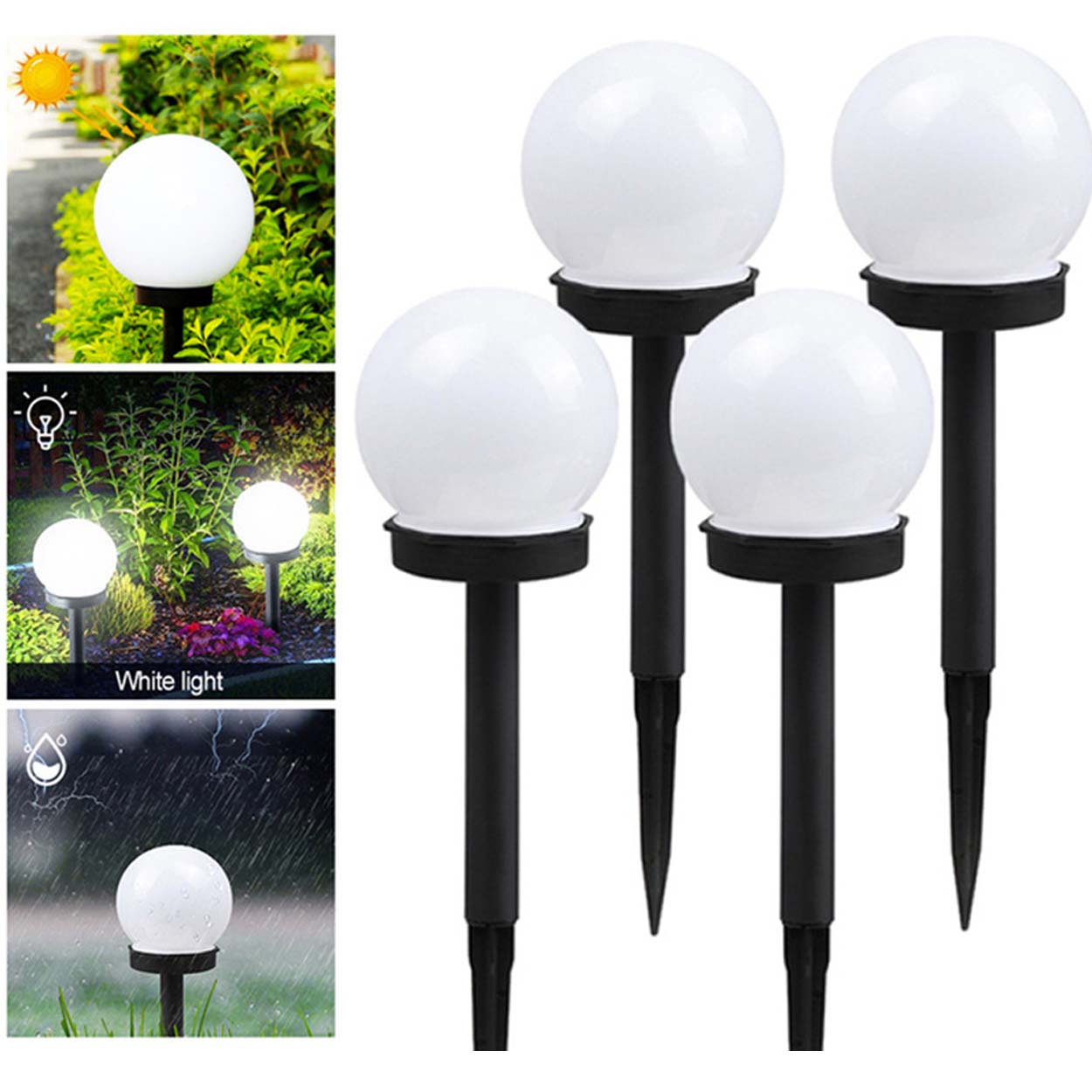 4-Pack Solcellslampor Klot Trädgårdsbelysning | Megabilligt.se